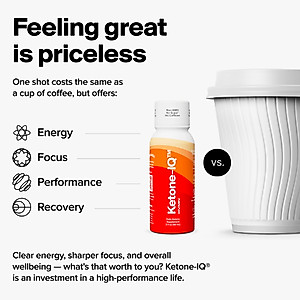 Ketone-IQ No Caffeine Exogenous Ketones Energy Shots - 24 Pack of Caffeine Free Energy Drinks with 10g Bioidentical Ketones - Sugar Free, Salt Free, and All Natural (4x6 ct)