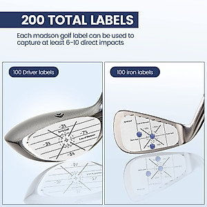 ToVii 200Pcs Golf Impact Tape Set, Self-Teaching Sweet Spot and Shot Consistency Analysis,Each 100 Pcs Club Impact Stickers for Woods and Irons, Useful Golf Training Aid Improve Swing Accuracy