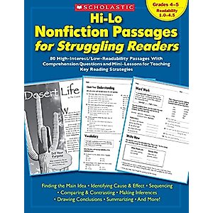 Hi-Lo Nonfiction Passages for Struggling Readers: Grades 4–5: 80 High-Interest/Low-Readability Passages With Comprehension Questions and Mini-Lessons for Teaching Key Reading Strategies
