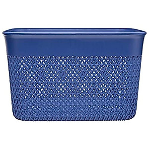 Life Story 16 Quart Lightweight Heavy Duty Woven Trendy Storage Organizer Holder Bin Basket w/Built In Handles for Household Storage, Blue (6 Pack)
