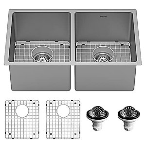 Karran 30" Undermount 16-Gauge Stainless Steel 50/50 Double Bowl Kitchen Sink Kit