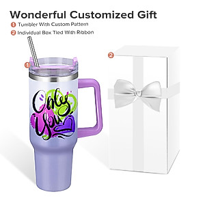 FASTSUB 40 oz Sublimation Tumbler with Handle Lid and Straw Glitter Sparkly Cup Removable Handle Double Wall Vacuum Insulated Travel Mug Personalized Gifts for Tumbler Heat Press Multicolored 6 Pack