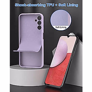 Foluu Silicone Case for Samsung Galaxy A14 5G, Liquid Gel Rubber Bumper Case with Soft Microfiber Lining Cushion Slim Hard Shell Shockproof Protective Cover for Galaxy A14 5G 2023 (Purple)