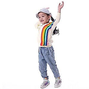 BINIDUCKLING Baby Rainbow Long Sleeve Shirt for Girls Sweatshirt 18 Months