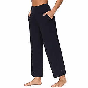 THE GYM PEOPLE Women’s High Waist Loose Comfy Wide Leg Palazzo Yoga Pants Tummy Control Lounge Workout Joggers (XX-Large, Black)
