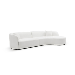 LyuHome 126" Curved Sofa Couch, Modern Boucle Couch, Comfy Cloud Couch, Luxury 4 Seat Cushion Couch with Pillows for Living Room/Apartment Right-Facing, White