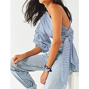 LOYALLOOK 5Sets Bohemian Stretch Beaded Bracelets for Women Crystal Beaded Strand Bangle Charm Multilayer Stackable Bracelets