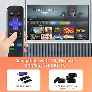 (Pack of 2) Replacement Remote Control Only for Roku TV, Compatible for TCL Roku/Element Roku//Hisense Roku/Onn Roku/Insignia Roku/Westinghouse Roku/Philips Roku Smart TV【Not for Roku Stick and Box】