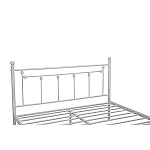Anwickmak Twin Size Metal Bed Frame with Headboard and Footboard/No Box Spring Needed Mattress Foundation (White)