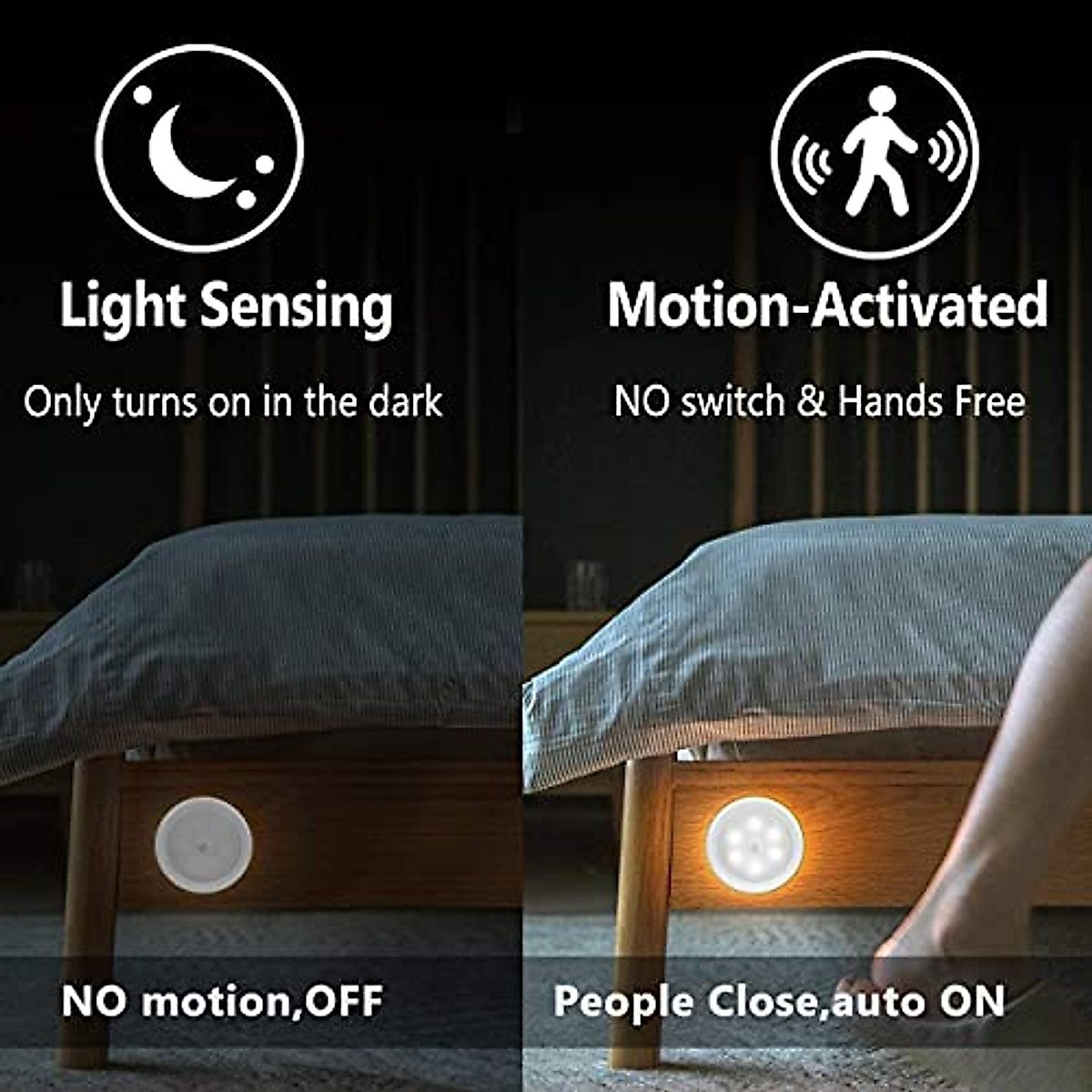 Svarog Motion Sensor Closet Lights,Indoor Motion Sensor Light Battery Powered Stair Lights Stick-Anywhere Wall Light Night Light for Bedroom, Cabinet,Kitchen,Hallway,Entrance (Cool White-6 Pack)