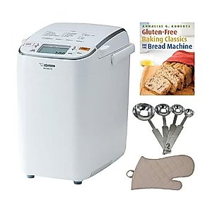 Zojirushi Home Bakery Maestro Breadmaker Bundle with Gluten-Free Book, Oven Mitt and Spoon-Set (4 Items)