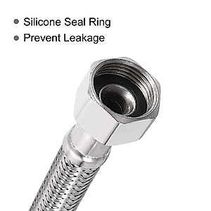 uxcell 12 Inch Long Faucet Supply Line Connector, 2pcs G3/8 Female Compression Thread x G3/8 Male Connector Straight Thread 304 Stainless Steel Water Supply Hose Line