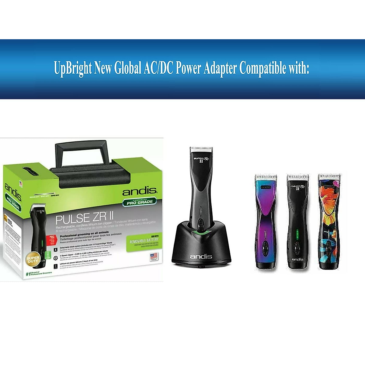 UpBright 15V AC/DC Adapter Compatible with Andis Pulse ZR II DBLC 2 Animal Pet Dog Horse Cordless Li Ion Pro Clipper Trimmer 79066 79015 79050 79038 79045 sdf21 SPG150120U SPG15012DU 1.2A Power Supply