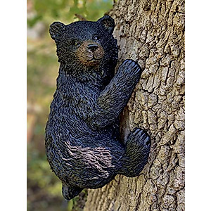 Black Bear on a Tree - Garden Decor/Yard Decorative Sculpture/Baby Bear Cub Tree Hugger Statue