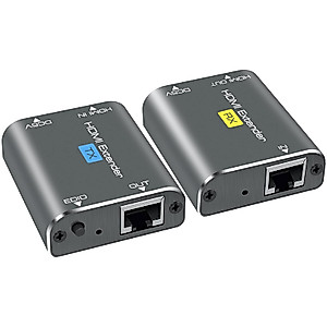 CWZZ HDMI Extender 196ft Over Single Cat 5e/6/7, HDMI Ethernet Extender Balun Adapter HDMI Repeater RJ45 LAN Ethernet Socket Connector HDMI Balun Transmitter Receiver Support 1080p 3D HDMI HDCP EDID