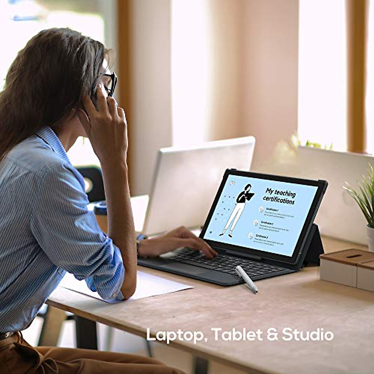 VASTKING KingPad K10 Pro 10.1" Octa-Core Tablet, 4GB RAM, 64GB Storage, Android 10, 1920x1200 Tablet with Keyboard and Stylus Pen, 60Hz Screen Rate, 13MP Rear Camera, 5G WiFi, GPS, Silver Grey