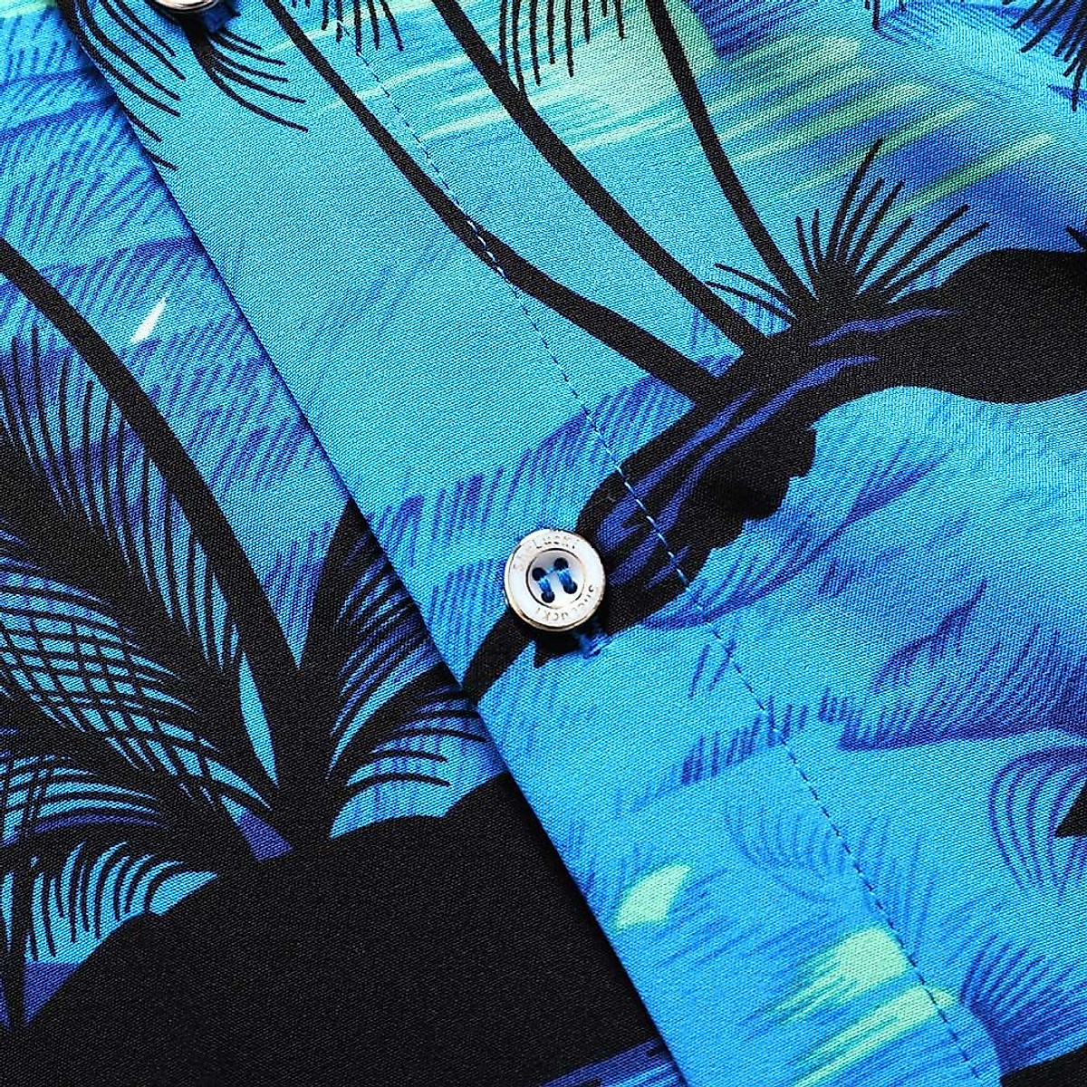 SheLucki Hawaiian Shirt for Men, Unisex Summer Beach Casual Short Sleeve Button Down Shirts, Printed Palmshadow Clothing Palm Tree Blue M