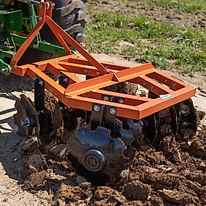 Titan Attachments 4 FT Notched Disc Harrow Plow, Category 1, 3 Point, for Kubota New Holland Tractors