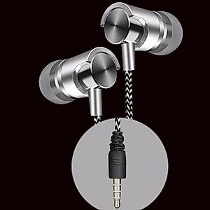 shlutesoy Fashion 3.5mm Braided Wire Stereo Super Bass Earphone in-Ear Headset with Mic Red