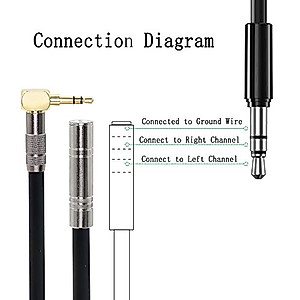 PNGKNYOCN Right Angle 3.5mm (1/8 inch) Male to 6.35mm (1/4 inch) Female Stereo Audio Adapter Connector Gold Plated for Audio Cable Extension and Conversion.