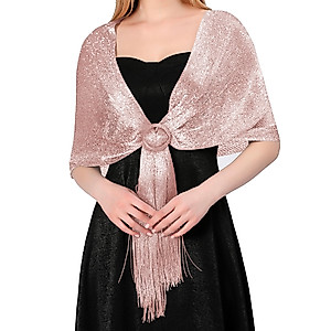 ZENUTA Shawls and Wraps for Evening Dresses, Womens Shawls and Wraps, Dressy Shawls and Wraps for Evening Wear (F. Pink (With Pink Buckle))