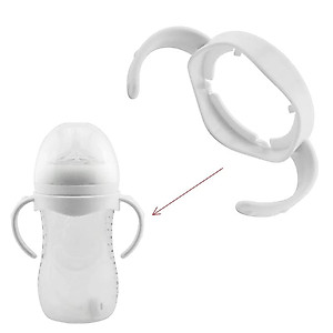 Newmemo Baby Bottle Handles, Bottle Grip Handle Baby Bottle Holder Compatible for Avent Natural Wide Mouth PP Glass Baby Feeding Bottles Baby Bottle Accessories, 2 Count