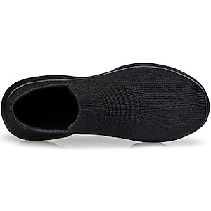 DOUSSPRT Womens Walking Sneakers Slip on Sock Shoes Mesh Air Cushion Platform Workout Tennis Loafers Fashion Casual 002 allblack US Size 9.5