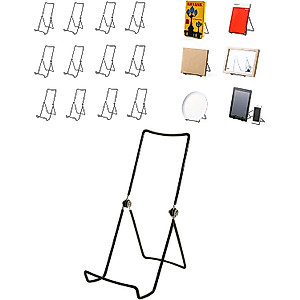Made in USA 12-Pack Sturdy & Durable Adjustable Metal Easels to Display Books, Frames, Comics, Plates & More - Unique on The Market
