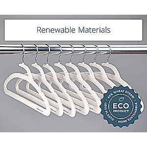 Mozu Hanger by Ensu Design - Luxury Easy On/Off No-Stretch Eco-Friendly Wheat Straw Hangers (20-Pack)