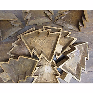 5-Pack Farmhouse Tree Wood Rustic Handmade Dough Bowls 9 x 13 x 1.5 inches - Candle Pour - Candle Fill - Gifts for Holidays, Christmas Tree