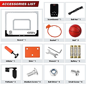 SUPER JOY Mini Indoor Basketball Hoop Over The Door Basketball Hoop with Audio Scoreboard and Batteries | Door Room Basketball Hoop Office Basketball Hoop Bedroom Basketball Hoop for Kids & Adults