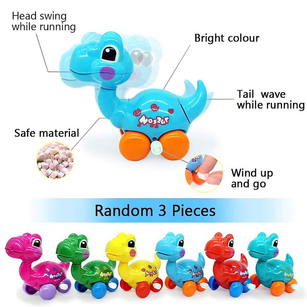 Dinosaur Toys , 6 Pack Wind Up Pull Back Dinosaur Toys for 3,4,5,6 Years Old Girls Toddlers Boys, Dinosaur Birthday Party Supplies Favors with Dinosaur Backpack