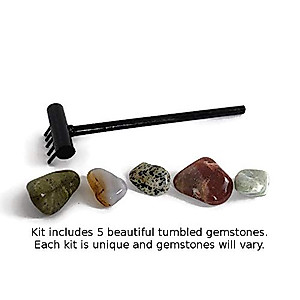 Tumbled Gemstones Handmade Zen Garden Kit for Desk Accessories Zen Office Decor Relaxing Gifts for Coworkers Mini Zen Garden with Polished Natural Stones