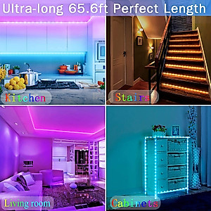 LED Lights for Bedroom Bluetooth 65.6ft,2 Rolls of 32.8ft,Miheal Smart LED Strip Lights Sync to Music Color Changing Lights 5050 RGB with APP Control,Remote for Room(White Band)