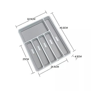 Large Silverware Tray - White, Kitchen Cutlery Tray Drawer Organizers 6-Compartments| Kitchen Drawer Organizer | Soft-Grip Lining and Non-Slip Rubber Feet | BPA-Free