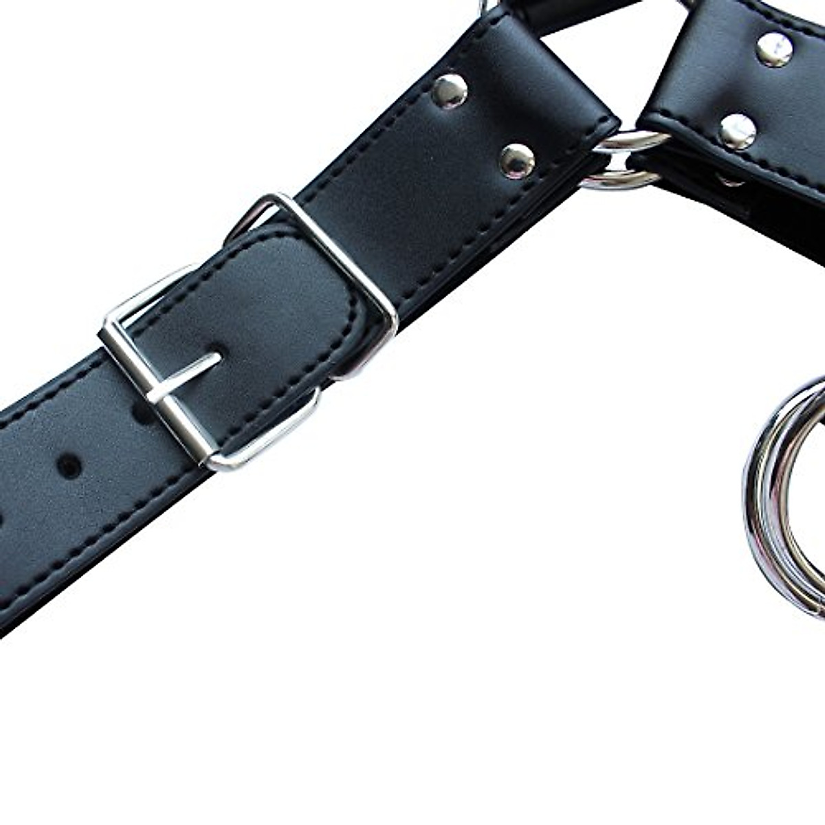 TSSOE Men's Adjustable Leather Harness Belt Punk Body Chest Half Cage Belt Clubwear Black One_Size