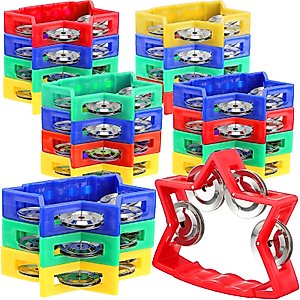 20 Pack Plastic Percussion Tambourine for Kids Noise Makers Tambourine Handheld Tambourines Musical Percussion Instrument with Jingle Bells for Kids Adults, 4 Colors