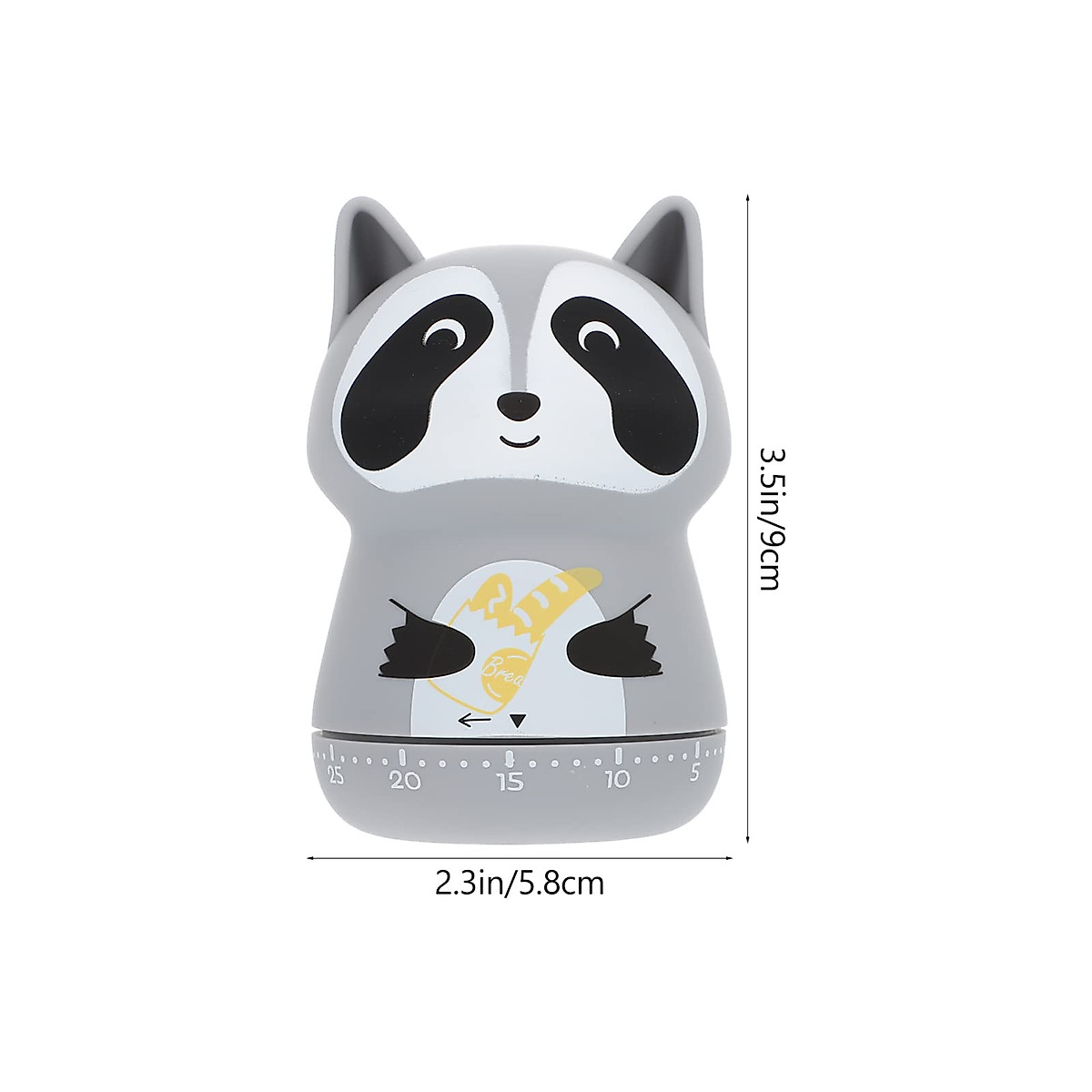 Raccoon Kitchen Timer Cooking Timepiece: Manual Mechanical Timer 60 Minutes Cute Cartoon Animal Shape Countdown Clock Portable Alarm Clock Kitchen Cooking Tool