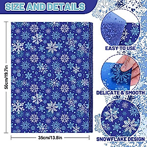 Whaline 100 Sheets Winter Tissue Paper Snowflakes Printed Gift Wrapping Paper Dark Blue White Snow Flakes Xmas Art Tissue Paper for Christmas DIY Crafts Gift Bags Winter Party Decor, 13.8 x 19.7"