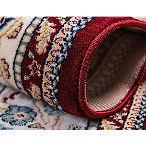 Unique Loom Narenj Collection Classic Traditional Medallion Textured Design Area Rug, 8' x 10' Rectangle, Burgundy/Blue