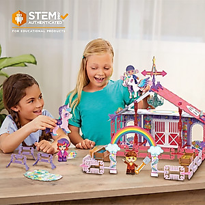 PINXIES Unicorn Barn | Build-Your-Own Magical Animals Farm Play Set, Kids 3D Puzzle Toy - STEM Girl Toys Ages 6-7 and Up