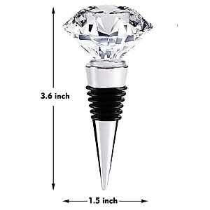 Crystal Wine and Beverage Bottle Stopper Corks for Wine, Made of Zinc Alloy and Glass, Decorative and Reusable Diamond Plug with Gift Box, Multi-Option (2pcs Crystal)
