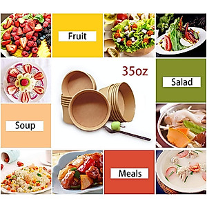 TOPtoper 35 Oz Large Paper Bowls, 70 Pack Disposable Soup Bowls Plastic Free Party Supplies for Hot/Cold Food, Soup (35 OZ)