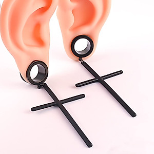 Vankula 2PCS Cross Hypoallergenic Stainless Steel Plugs Ear Gauges Weights Tunnels Piercing Expander Stretchers Fashion Body Jewelry