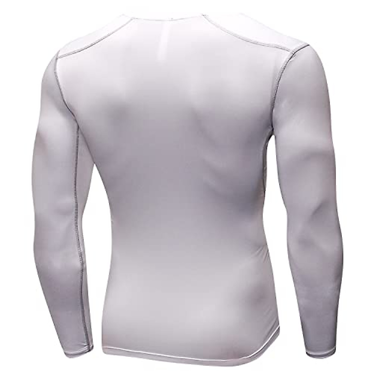 White Compression Shirts Mens Long Sleeve Running Gym Top Shirts Lightweight Sports Baselayer Undershirt Cool Dry