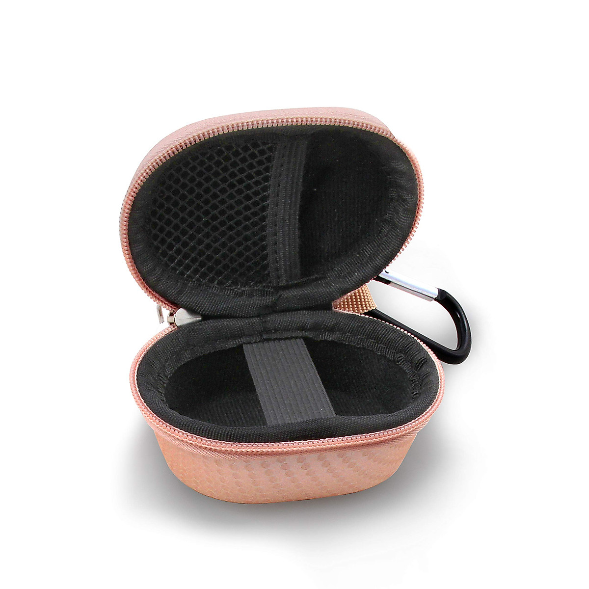 Casematix Rose Gold Earbud Case Compatible with Samsung Galaxy Buds Live or Buds+ True Wireless Earbuds Bluetooth, Clip On Carabiner Impact Protection