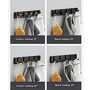 oiakus Wall-Mounted Coat Rack, Aluminum Wall Mounted Folding Hanger, Modern Coat Hook Hook Rack with 6 Hooks, Space Saving Hanger for Hats, Keys,Bag,Towel