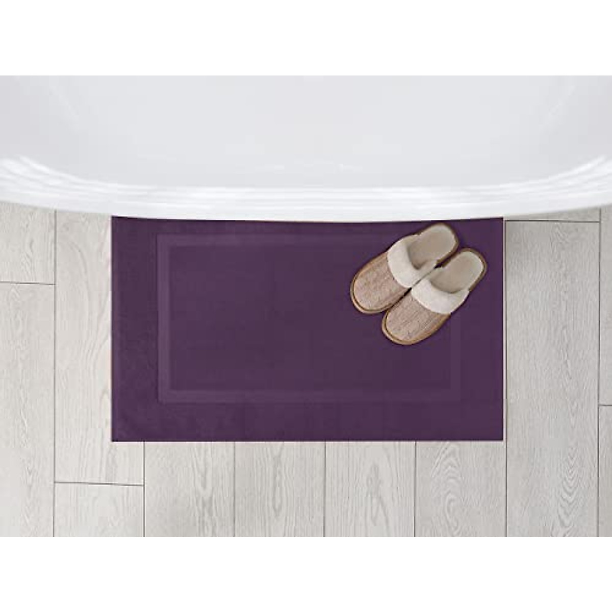Utopia Towels Bundle Pack of 600 GSM Bath Sheet Set (2-Pack) and Banded Bath Mats (2-Pack) – 100% Ring-Spun Cotton – Highly Absorbent – Soft & Luxurious – Plum