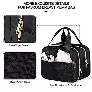 Fasrom Wearable Breast Pump Bag with Cooler Compatible with Elvie and Willow Hands-Free Pumps and Medela Pump in Style, Portable Pump Carrying Case for Working Moms, Black (Bag Only, Patent Design)