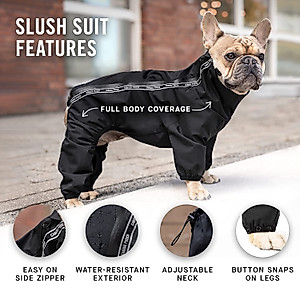 Canada Pooch Dog Slush Suit Dog Bodysuit for Rain and Snow Full Body Dog Suit Water-Resistant Dog Onesie (Black, 20 (19-21" Back Length))